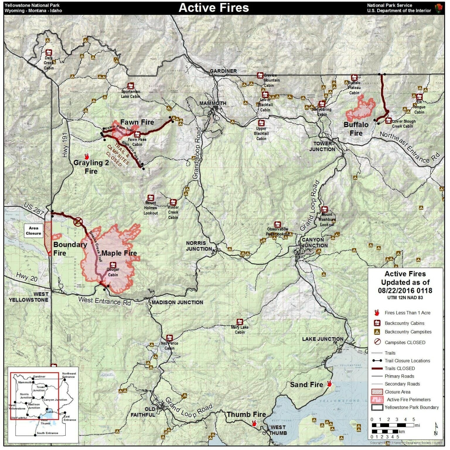 Yellowstone Forest Fire Information August 22, 2016